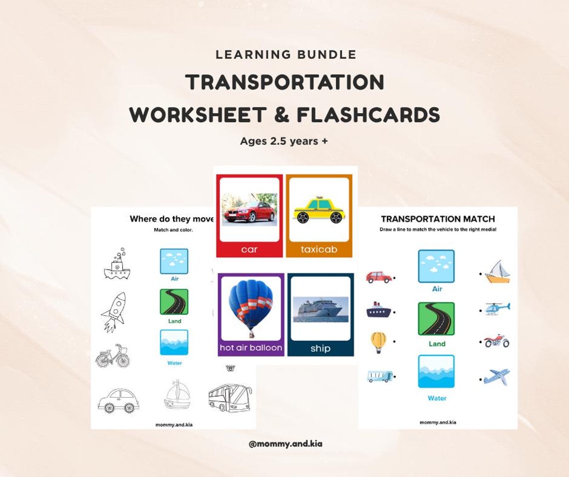 Transportation Bundle | Worksheets, Flashcards| Preschool & Toddler ...