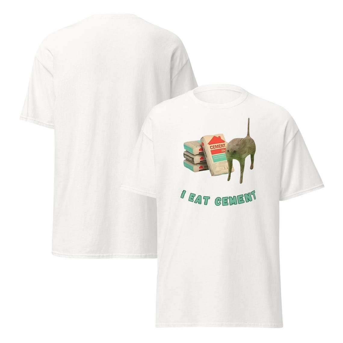 Camiseta "Eu como cimento, gato meme": Humor absurdo e bizarro - Etsy ...