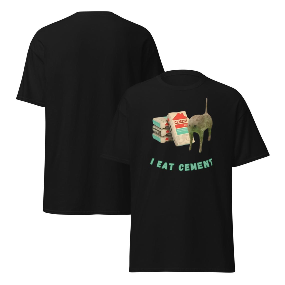 Camiseta "Eu como cimento, gato meme": Humor absurdo e bizarro - Etsy ...