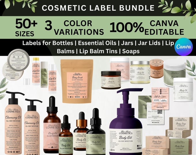 Cosmetic Branding Bundle Printable Cosmetic Label Template Body Butter ...