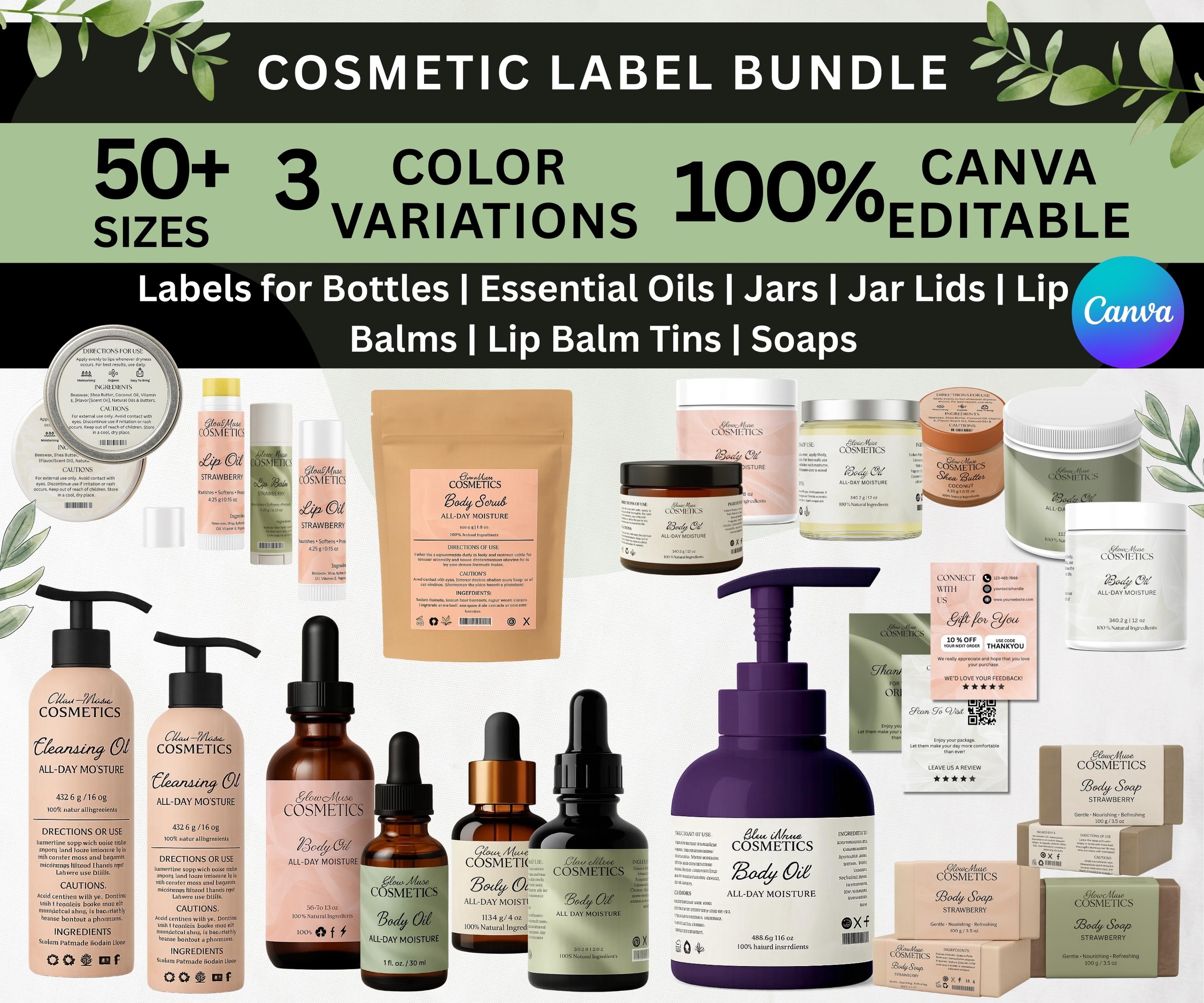 Editable Cosmetic Label Templates: Canva Skincare Branding Bundle - Etsy