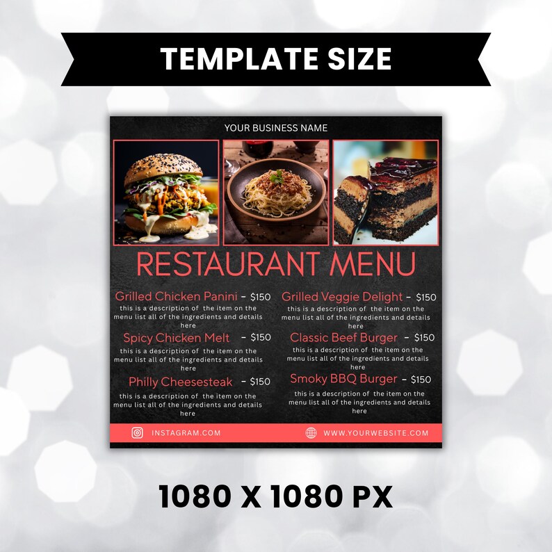 Editable Restaurant Menu Template: Canva Design for Cafes (digital ...