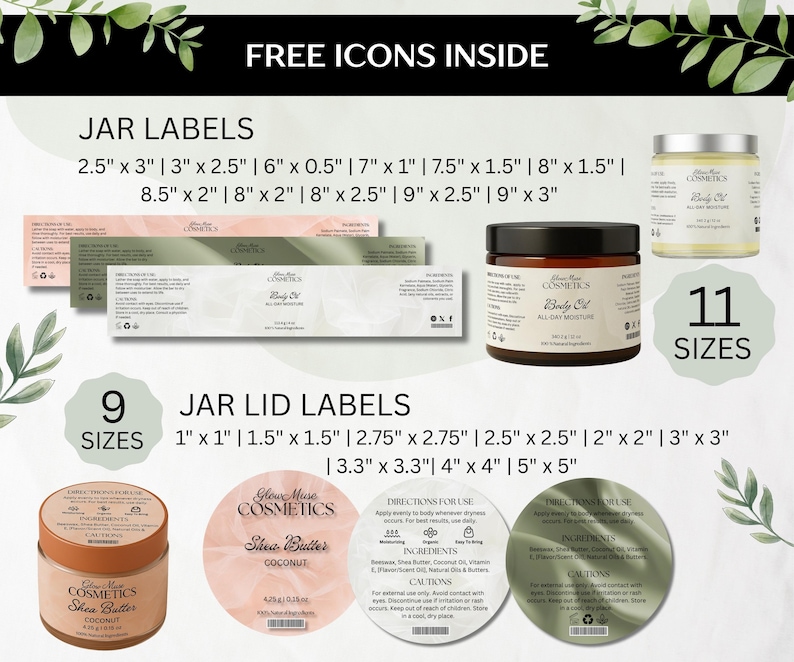 Editable Cosmetic Label Templates: Canva Skincare Branding Bundle - Etsy