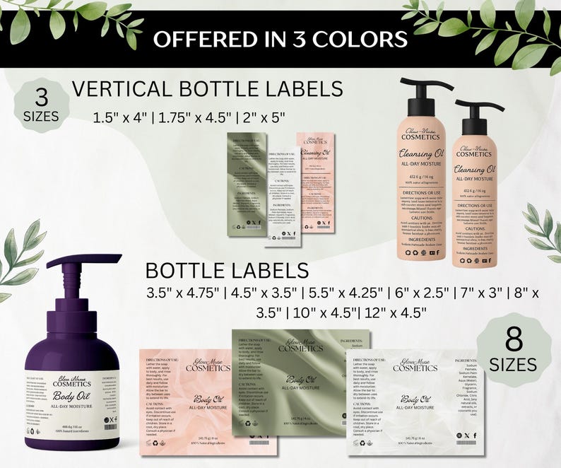 Editable Cosmetic Label Templates: Canva Skincare Branding Bundle - Etsy