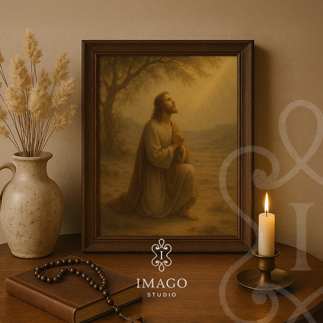Jesus in Gethsemane Prayer Art Christian Wall Decor Inspirational ...