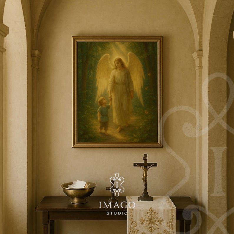 Printable Guardian Angel Artwork Angel Watching Over Child Wall Art ...