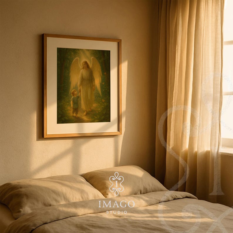 Printable Guardian Angel Artwork Angel Watching Over Child Wall Art ...