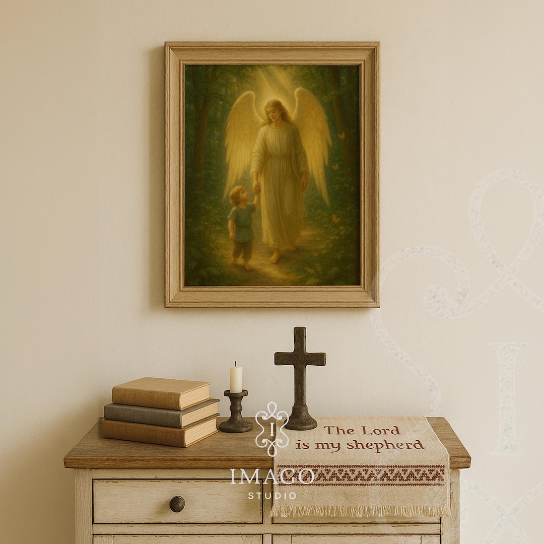Printable Guardian Angel Artwork Angel Watching Over Child Wall Art ...
