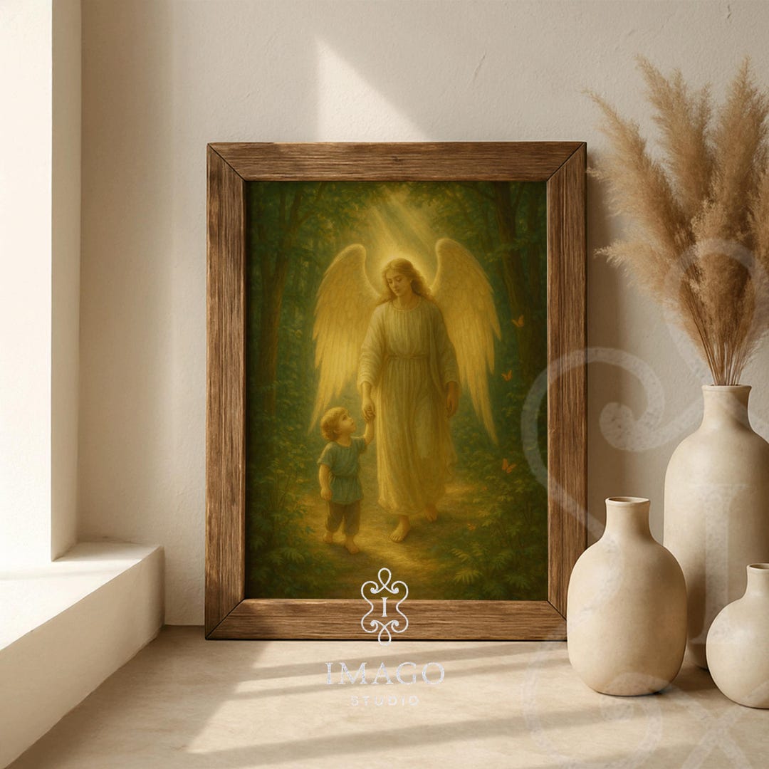 Guardian Angel Protecting Child Print Christian Nursery Wall Decor ...