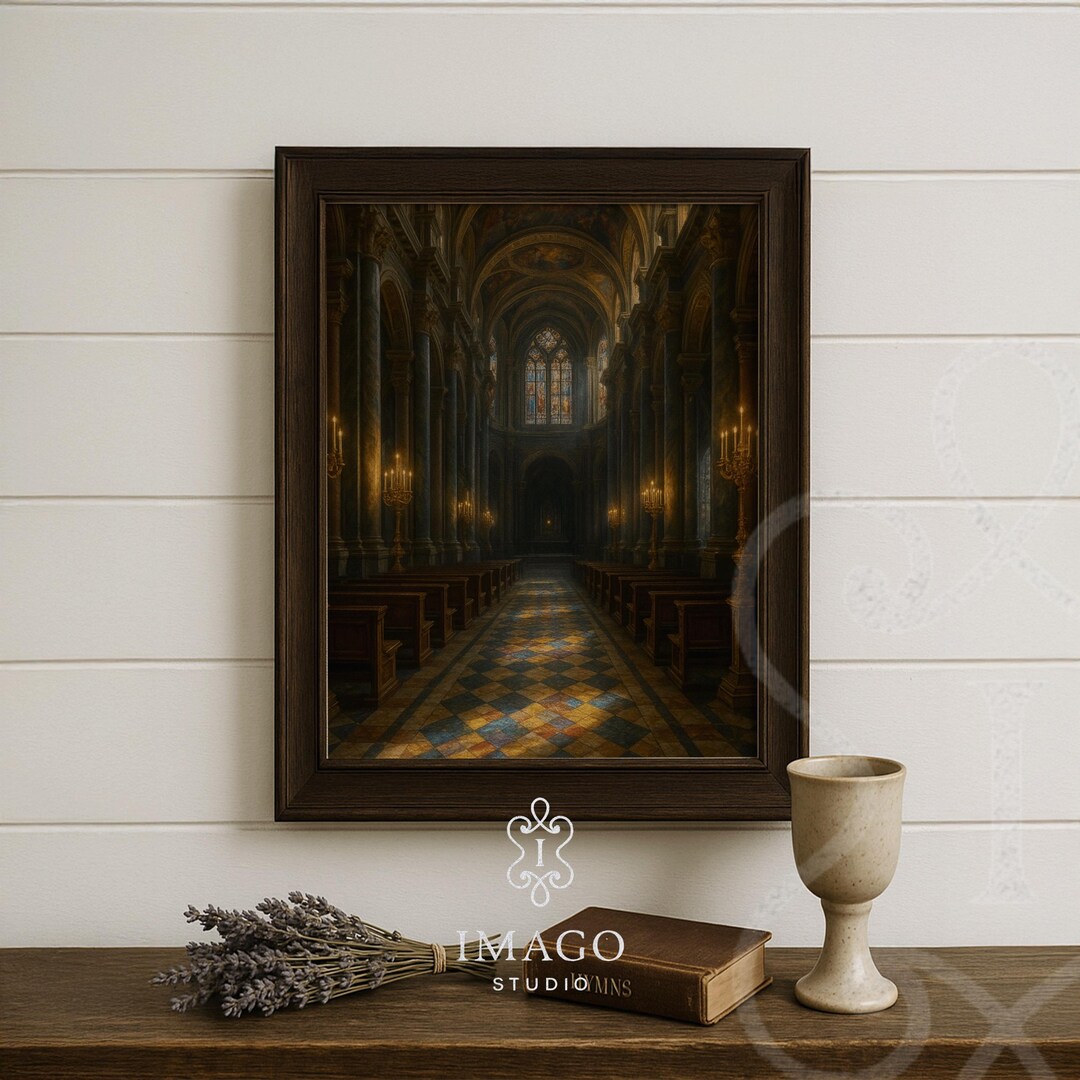Cathedral Interior Printable Christian Wall Art Grand Gothic Church ...