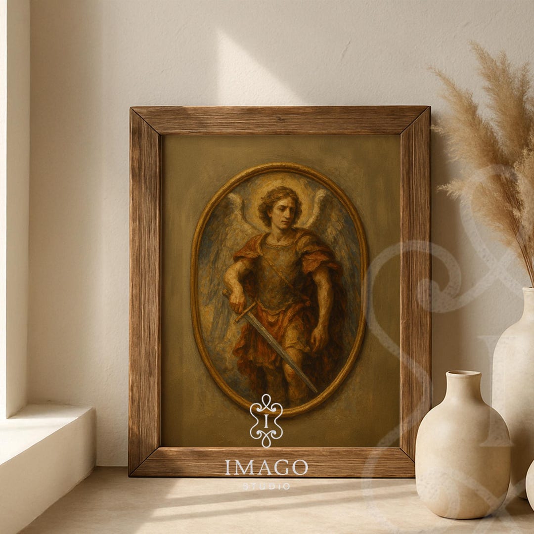 St Michael Pendant Digital Painting Archangel Michael Catholic Wall Art ...