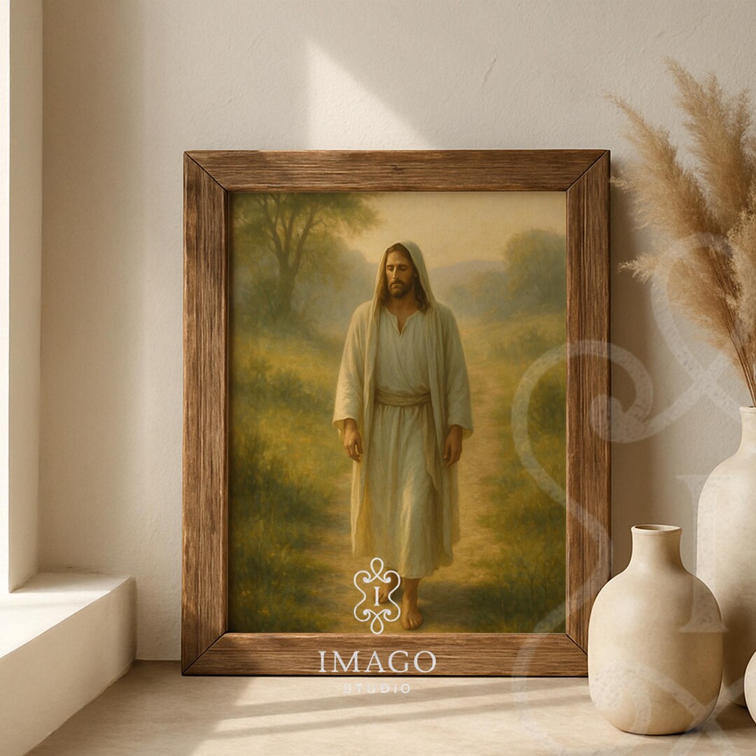 Christ on Pathway Religious Art Print Home Decor Faith Journey ...