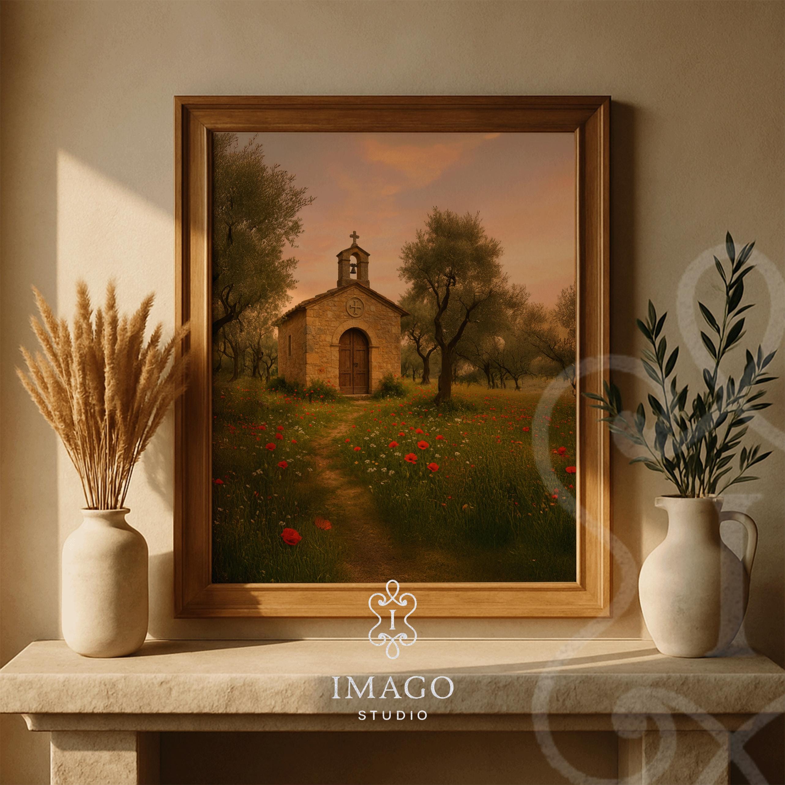 Rustic Chapel Printable Christian Wall Art Countryside Church Digital ...