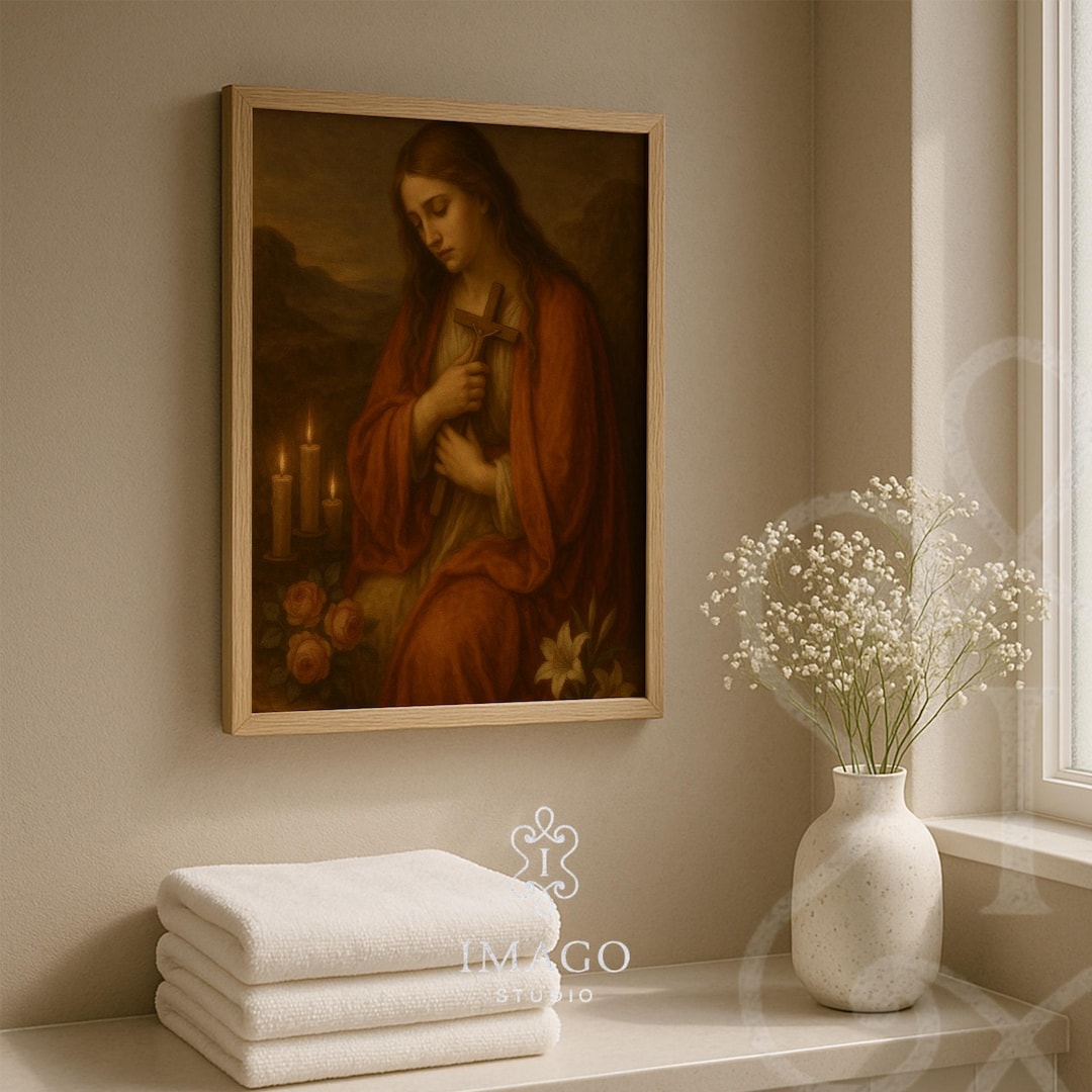 Spiritual Reflection Mary Magdalene Art Print Religious Decor Wall Art ...
