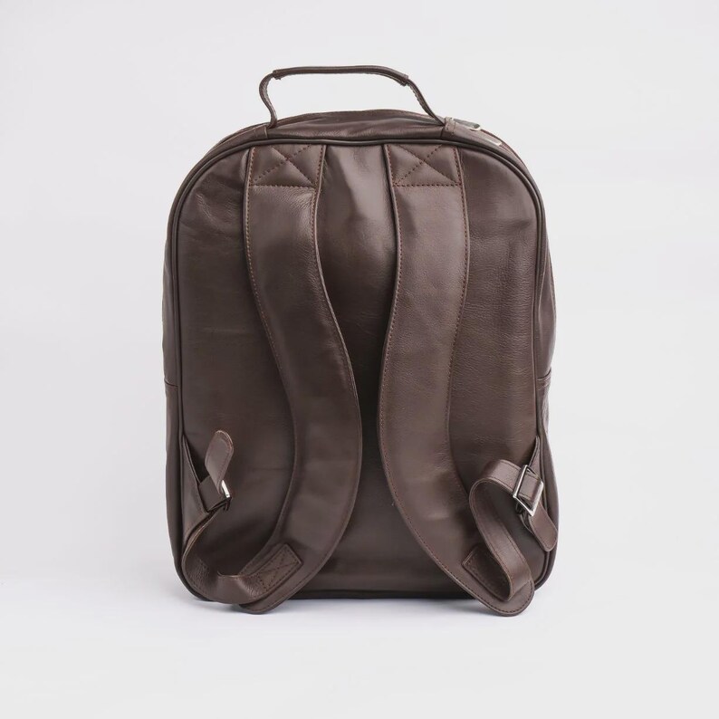 Men Dark Brown Leather Laptop Backpack, Business Travel Backpack ...