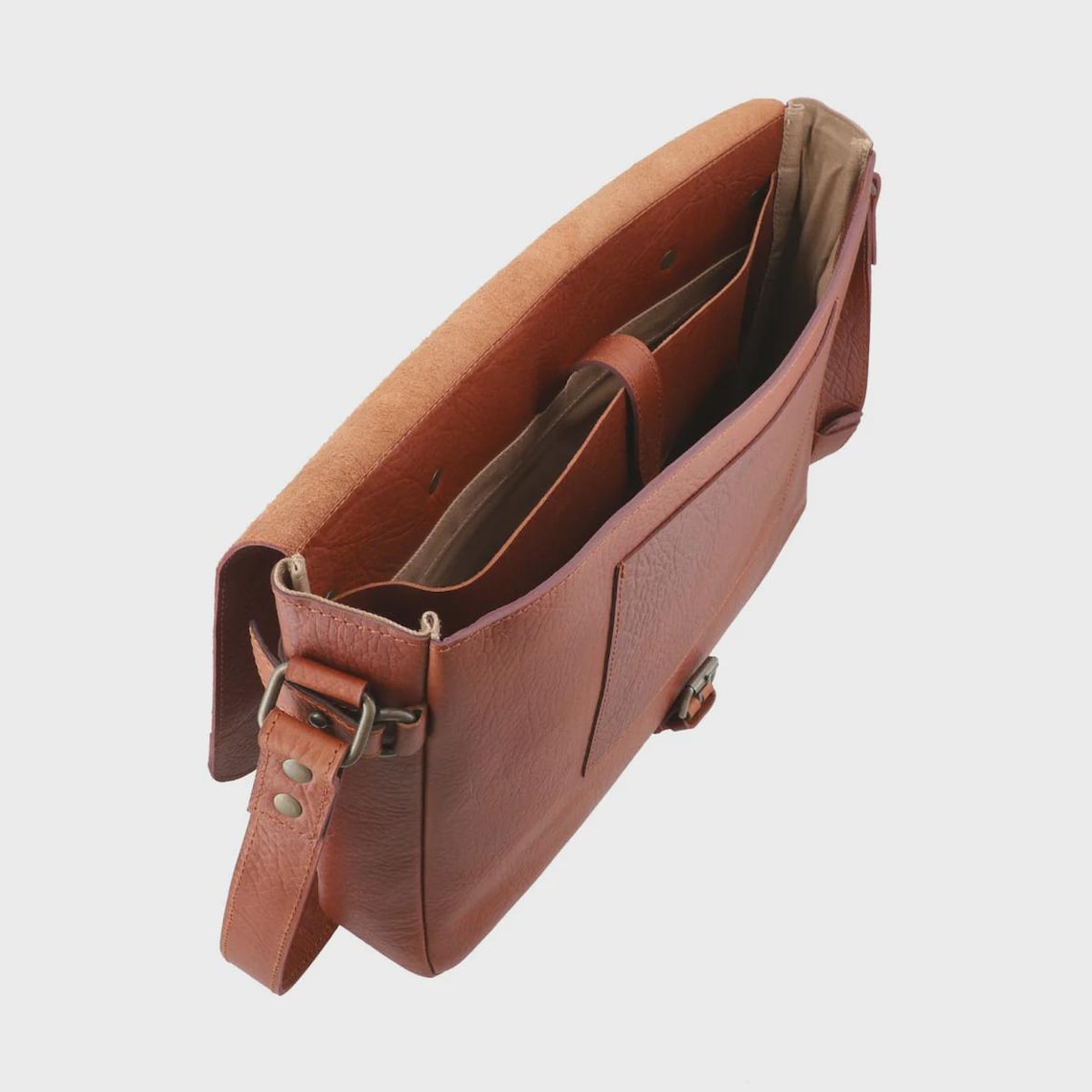 Rust Brown Leather Messenger Bag for Men & Women, Vintage Crossbody ...