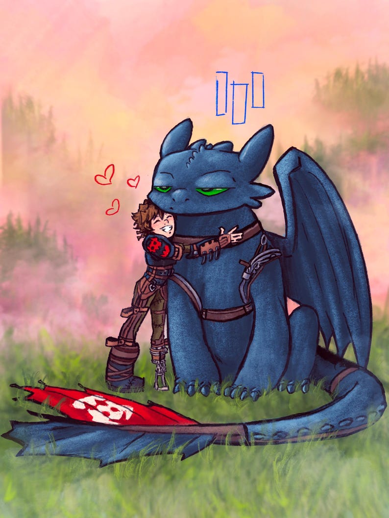 How to Train Your Dragon - Digital Print - "dragon Sized Hug" - Etsy