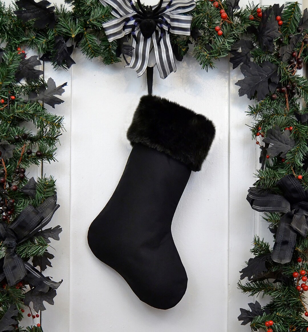 Handmade Plain All Black Christmas Stocking With Black Faux Fur - Etsy