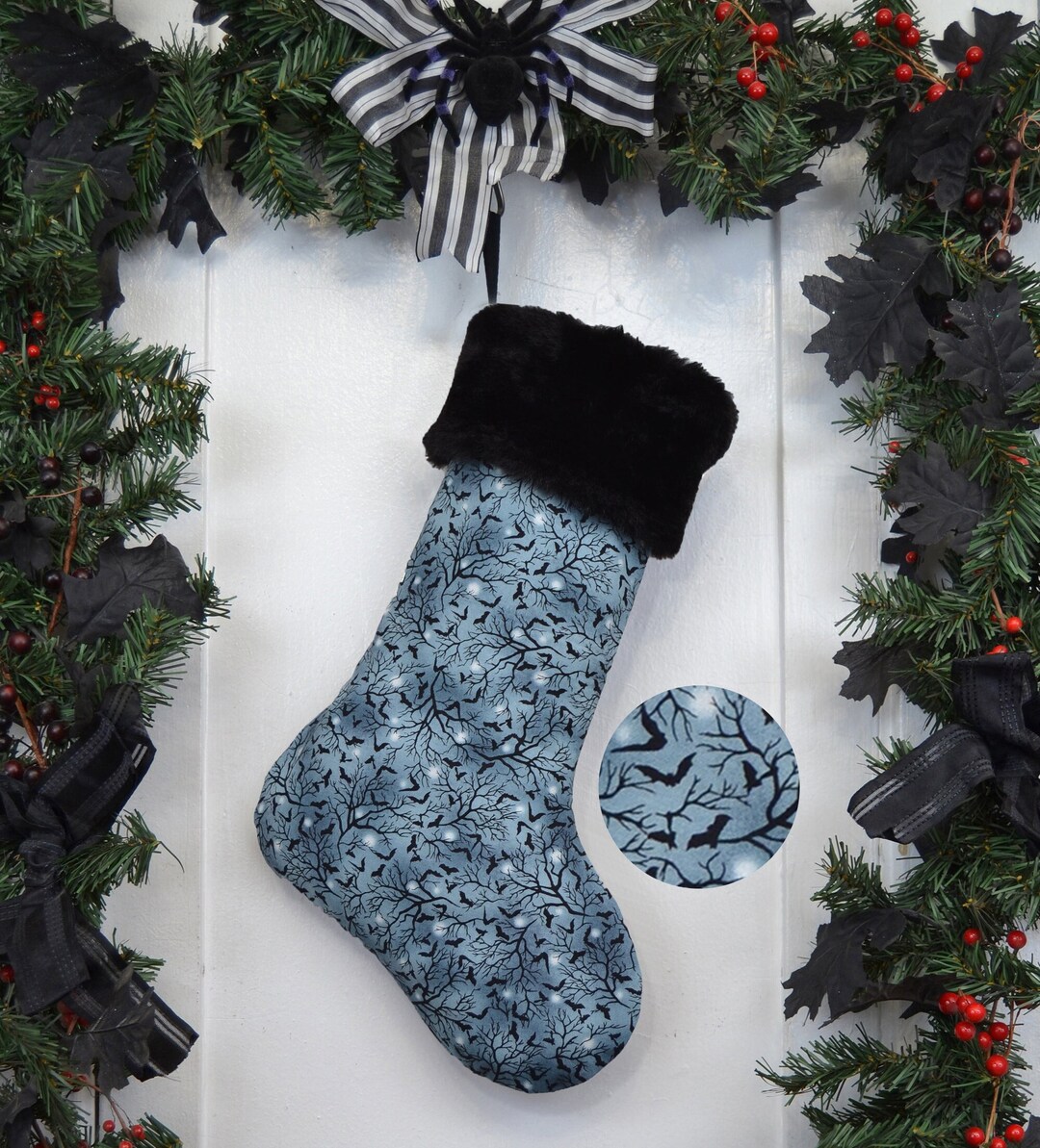 Beautiful Bats Christmas Stocking, Blue Twilight Night Sky, Spooky ...