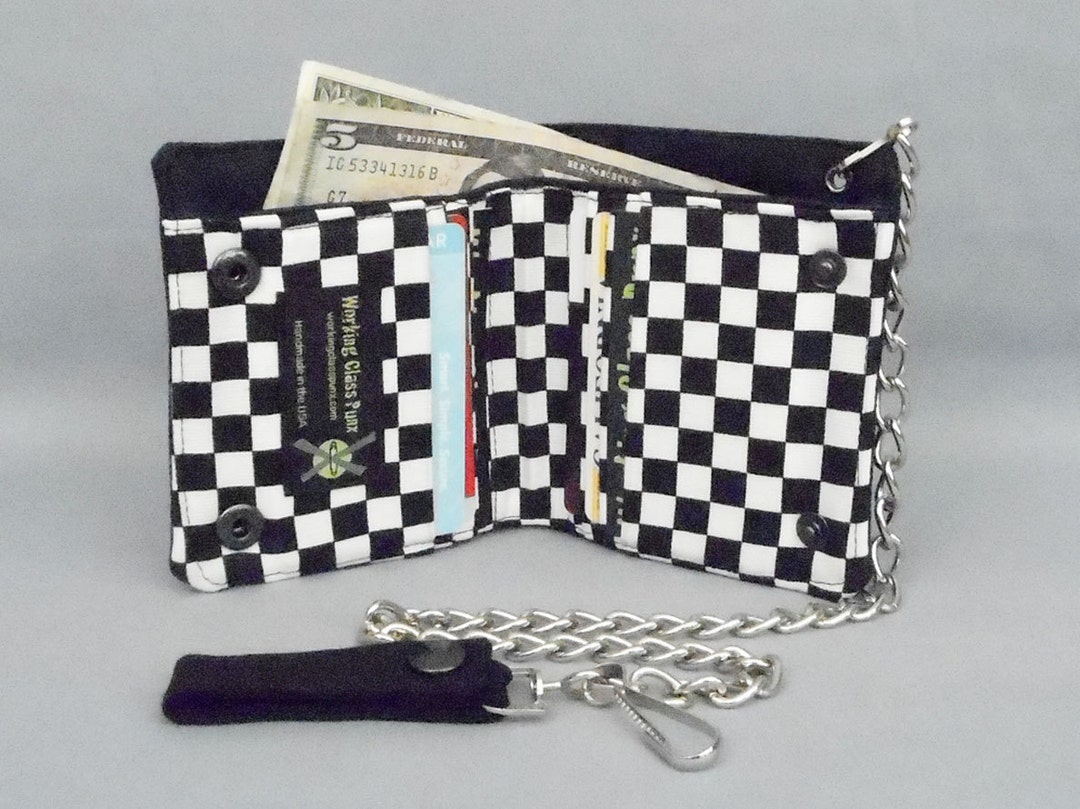 Vegan Chain Wallet Black and White Checkered, Skater Punk, Ska Core ...