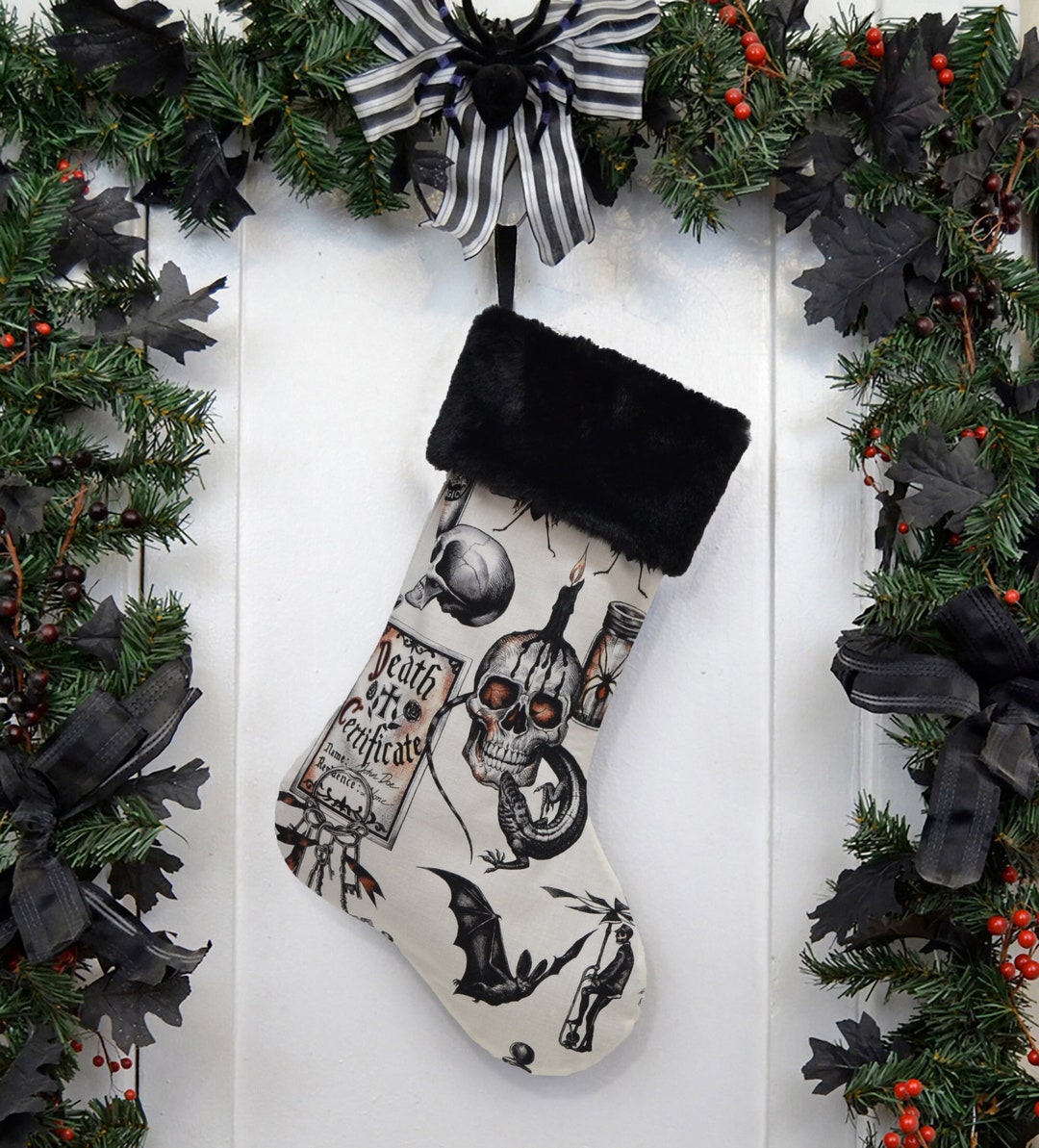 Dark Magic Christmas Stocking, White Orange, Witchcraft, Voodoo, Gothic ...