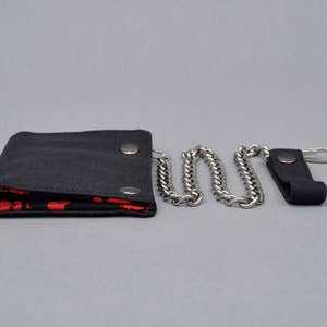 Vegan Chain Wallet Blood Splatter, Horror Wallet, Black Canvas, Goth ...