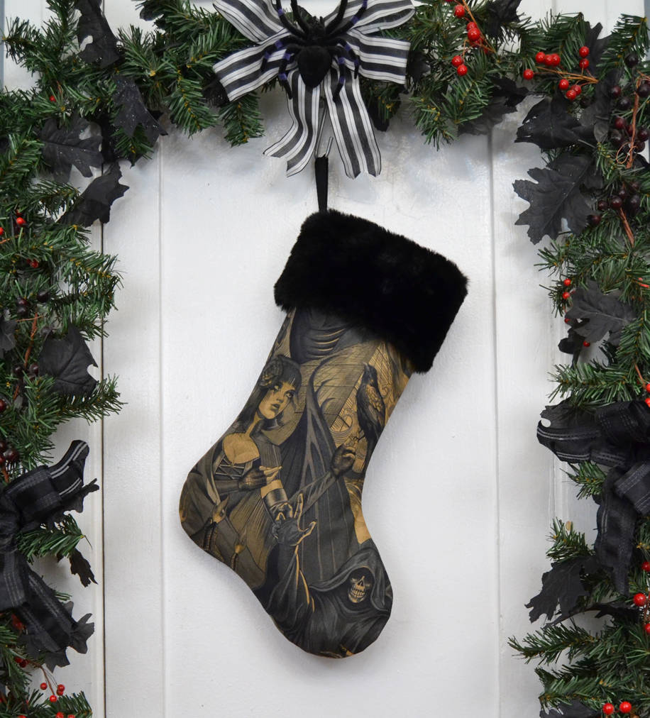Gothic Sorceress Halloween Christmas Stocking, Goth Punk, Horror Fan ...
