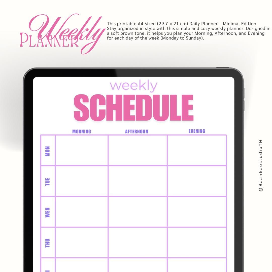 Pink & Purple Minimal Weekly Planner (A4 PDF) - Etsy