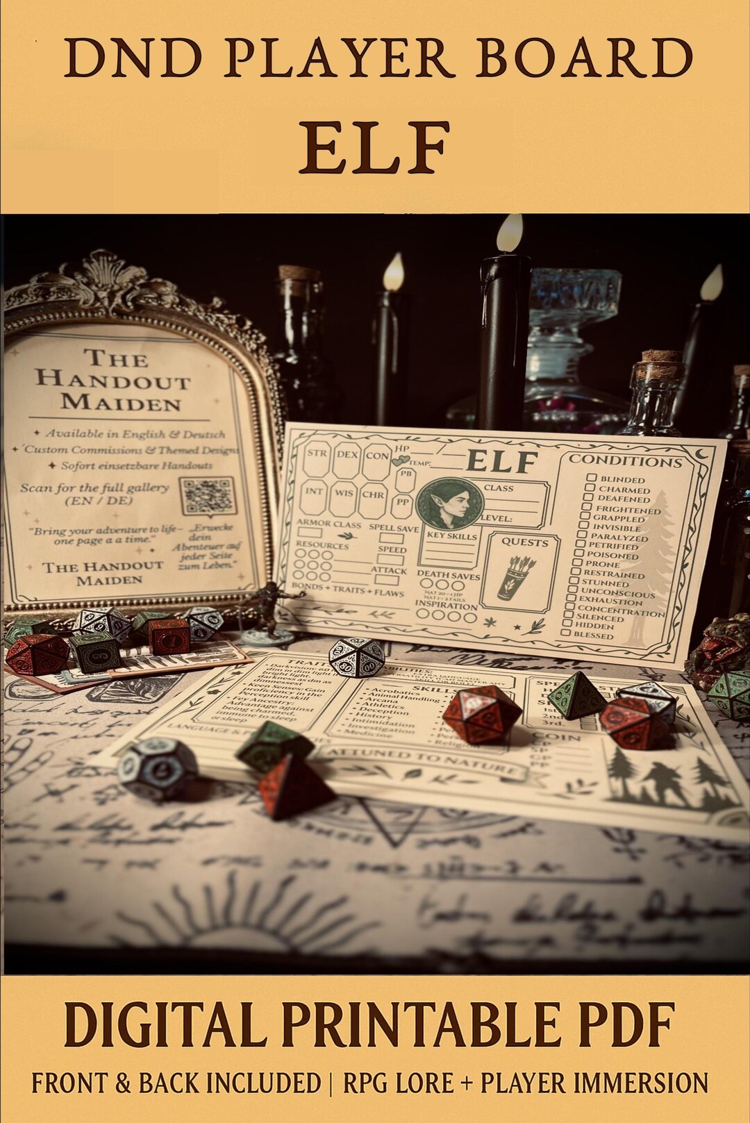Elf Character Sheet | Reusable Laminated RPG Sheet for Dungeon Masters ...