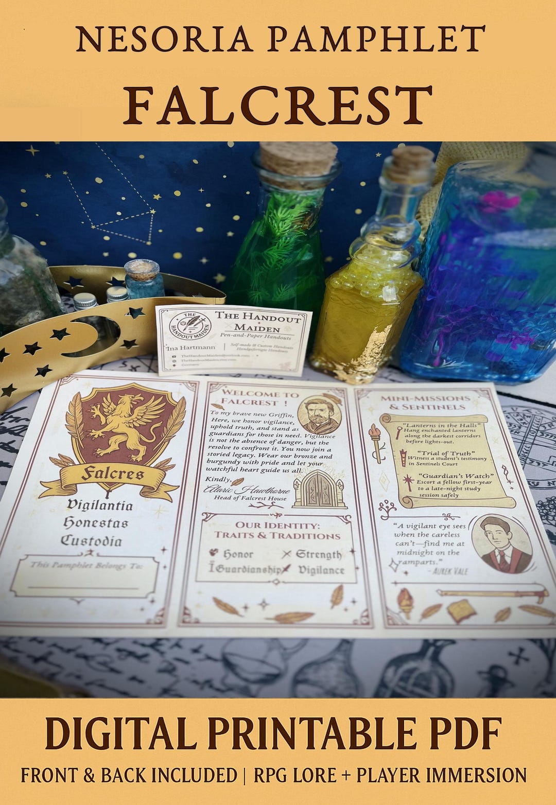 House Falcrest Printable Pamphlet • PDF Download • Tri-fold RPG Handout ...