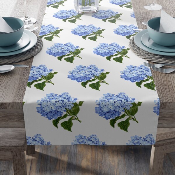 Blue Hydrangea Table Runner - Etsy