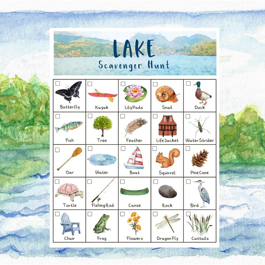Lake Scavenger Hunt for Kids, Printable Instant Download - Etsy
