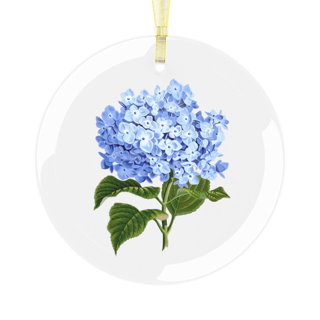 Hydrangea Glass Ornament Blue Hydrangea Glass Ornament - Etsy