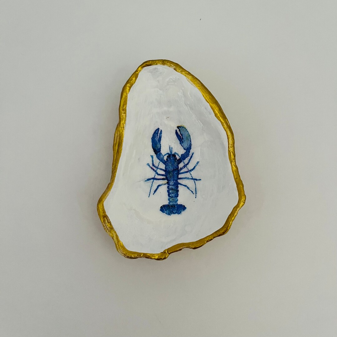 Decoupage Oyster Shell, Blue Lobster - Etsy