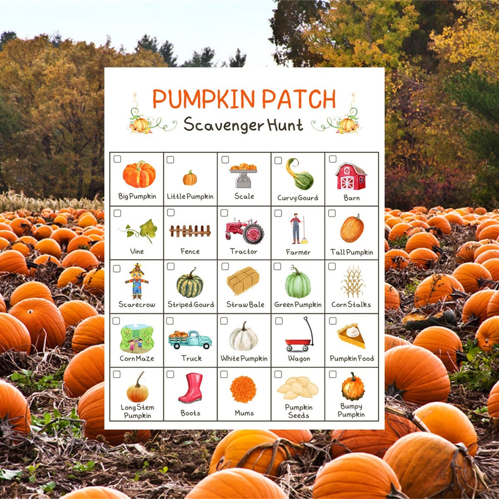 Pumpkin Patch Scavenger Hunt for Kids, Printable Instant Download - Etsy