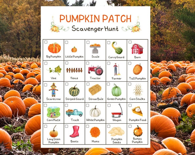 Pumpkin Patch Scavenger Hunt for Kids, Printable Instant Download - Etsy