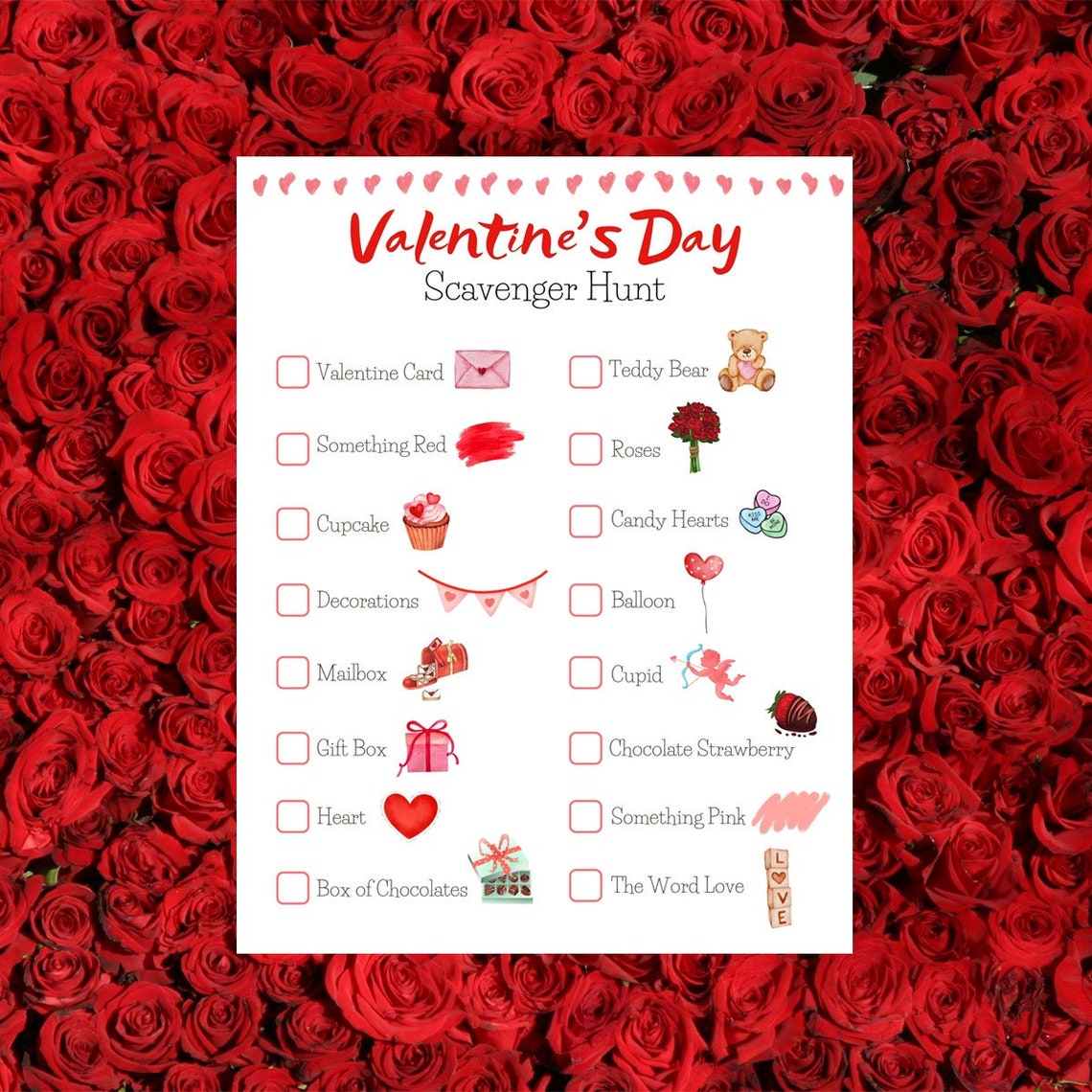 Valentine's Day Scavenger Hunt for Kids Printable Instant - Etsy