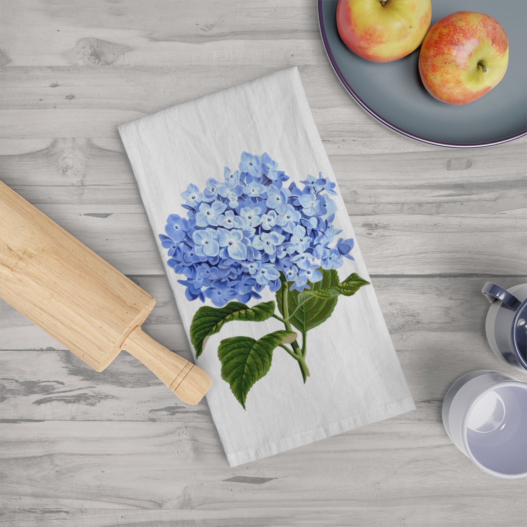 Hydrangea Tea Towel, Blue Hydrangea Tea Towel, Hydrangea Kitchen Towel ...