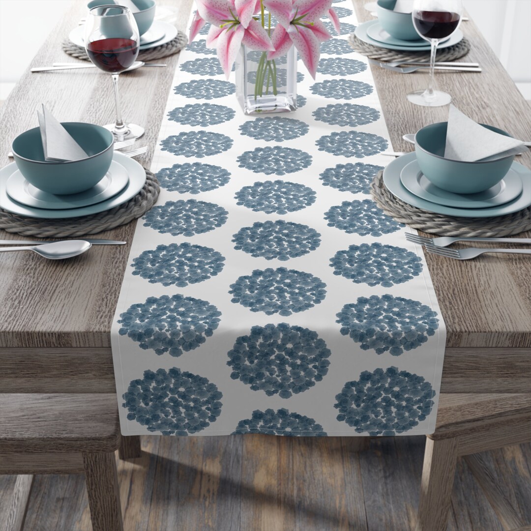 Hydrangea Table Runner Blue Hydrangea Table Runner Hydrangea - Etsy
