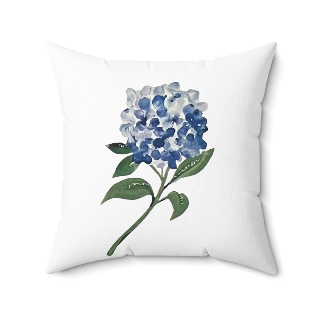 Hydrangea Pillow, Blue Hydrangea Pillow, Hydrangea Accent Pillow ...