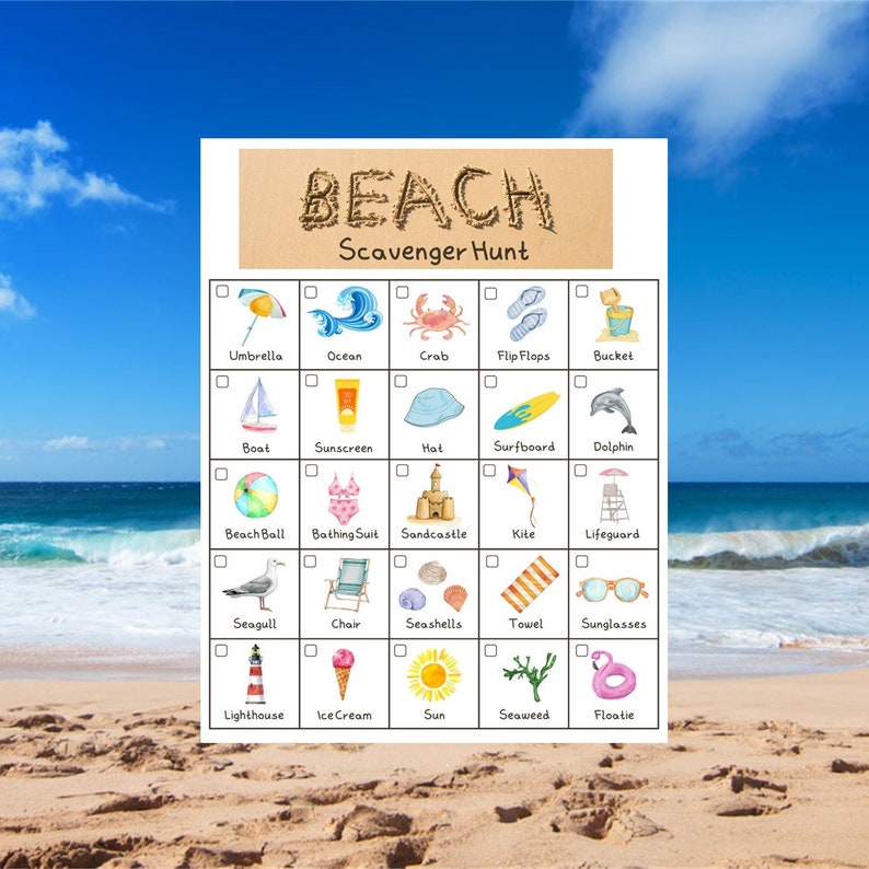 Beach Scavenger Hunt for Kids Printable Instant Download - Etsy
