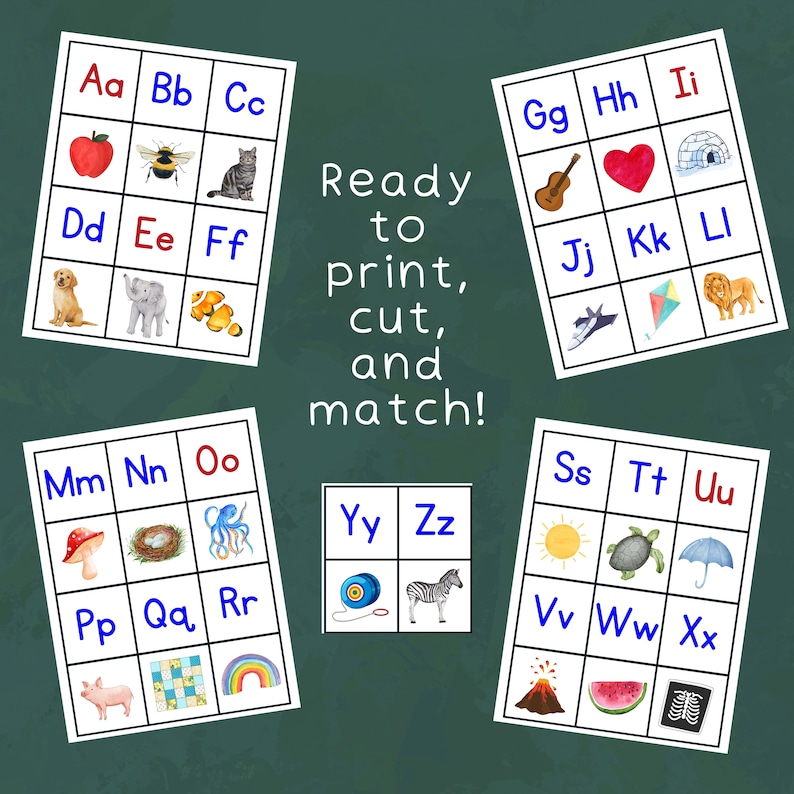Alphabet Matching Cards Digital Download - Etsy