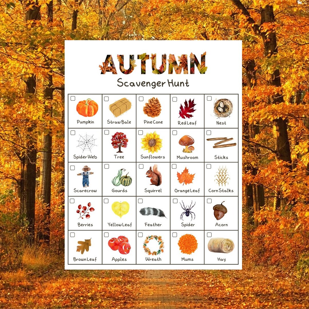 Autumn Scavenger Hunt for Kids, Printable Instant Download - Etsy
