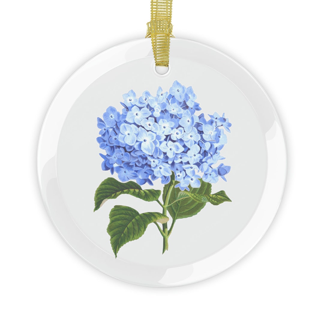 Hydrangea Glass Ornament, Blue Hydrangea Glass Ornament, Hydrangea Gift ...