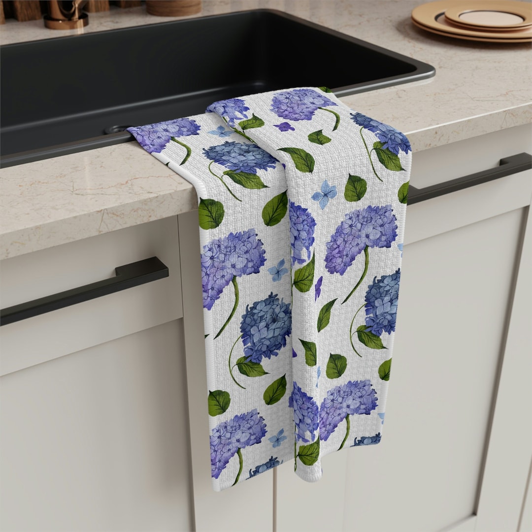 Hydrangea Tea Towel, Blue Hydrangea Tea Towel, Hydrangea, Blue ...