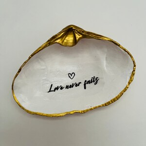 Decoupage Clam Shell With Scripture, Love Never Fails, 1 Corinthians 13 ...