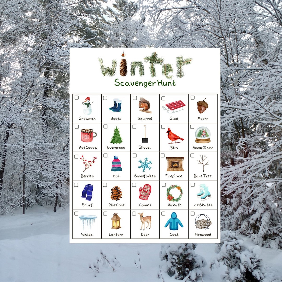 Winter Scavenger Hunt for Kids, Printable Instant Download - Etsy