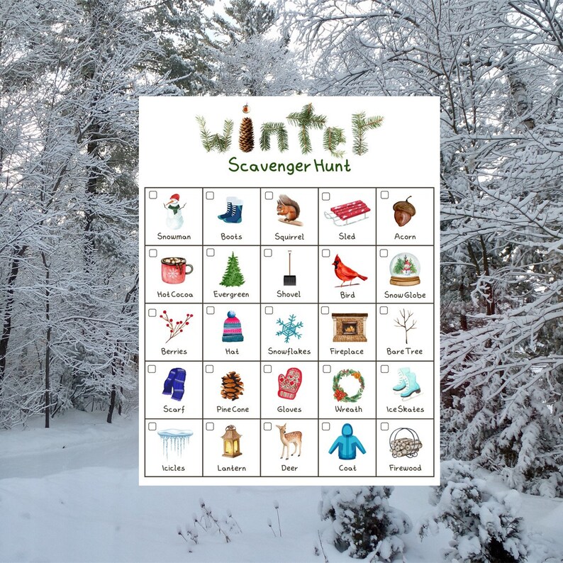 Winter Scavenger Hunt for Kids, Printable Instant Download - Etsy