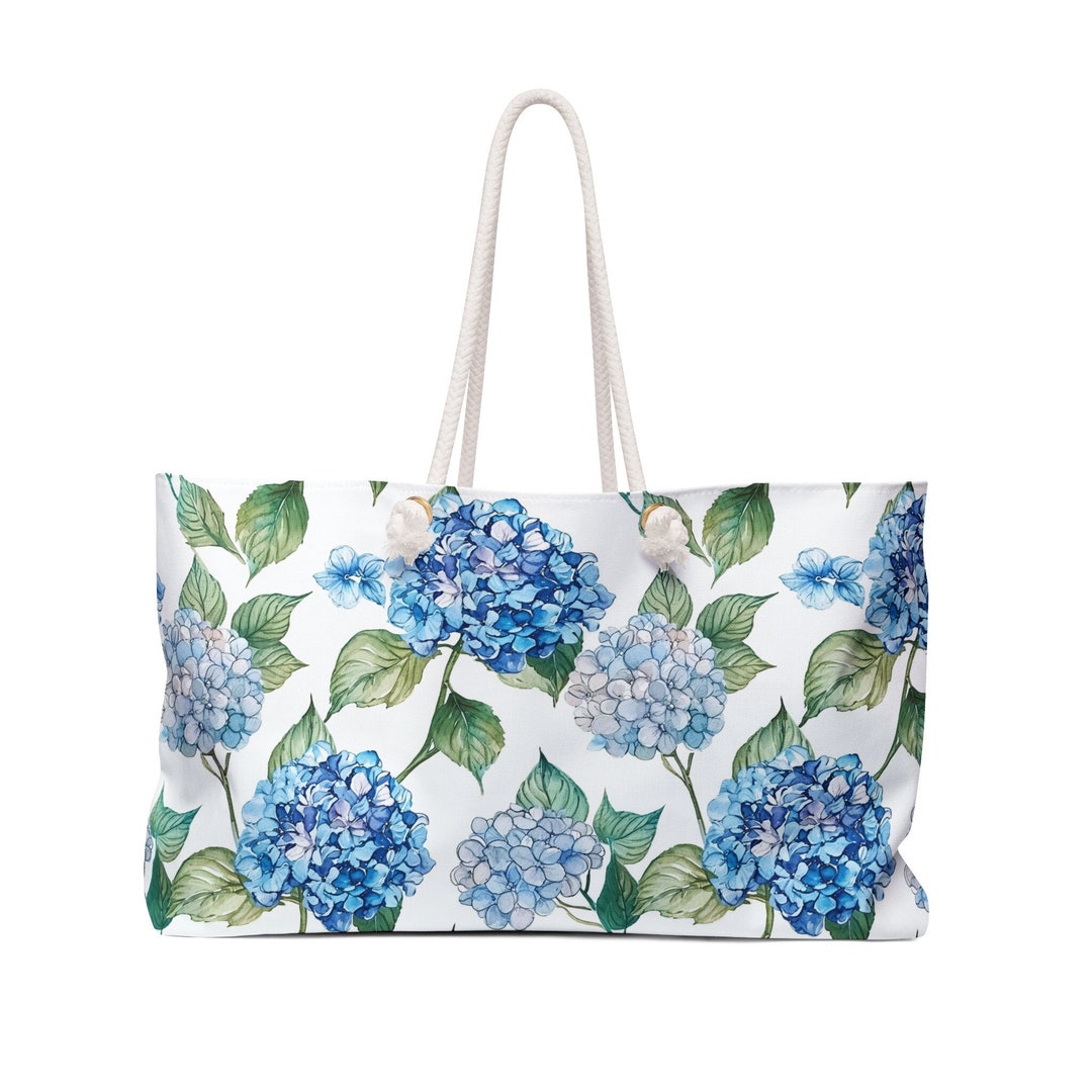 Hydrangea Weekender Bag, Blue Hydrangea Weekender Bag, Hydrangea, Blue ...