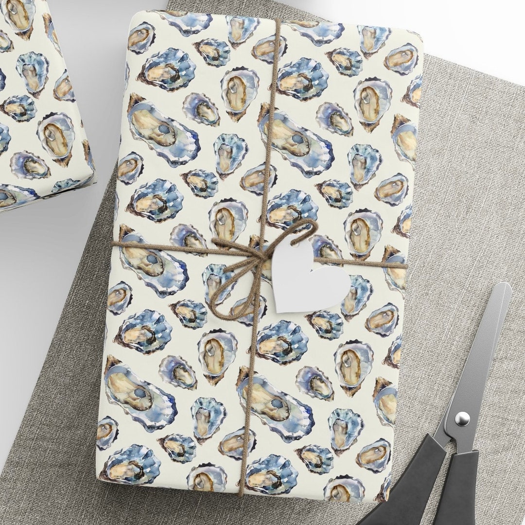 Oyster Gift Wrap, Oysters Gift Wrap, Oyster Wrapping Paper, Oyster ...